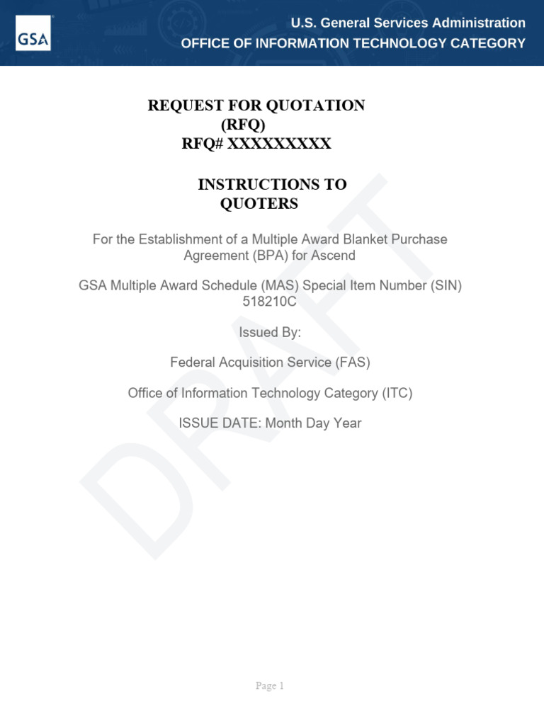 Draft Solicitation Ascend BPA Pool 1 Instructions To Offerors | PDF ...
