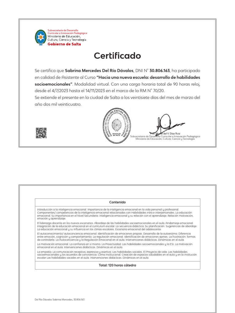 Del Río Dávalos Sabrina Mercedes - 30806163 | PDF | Las emociones ...