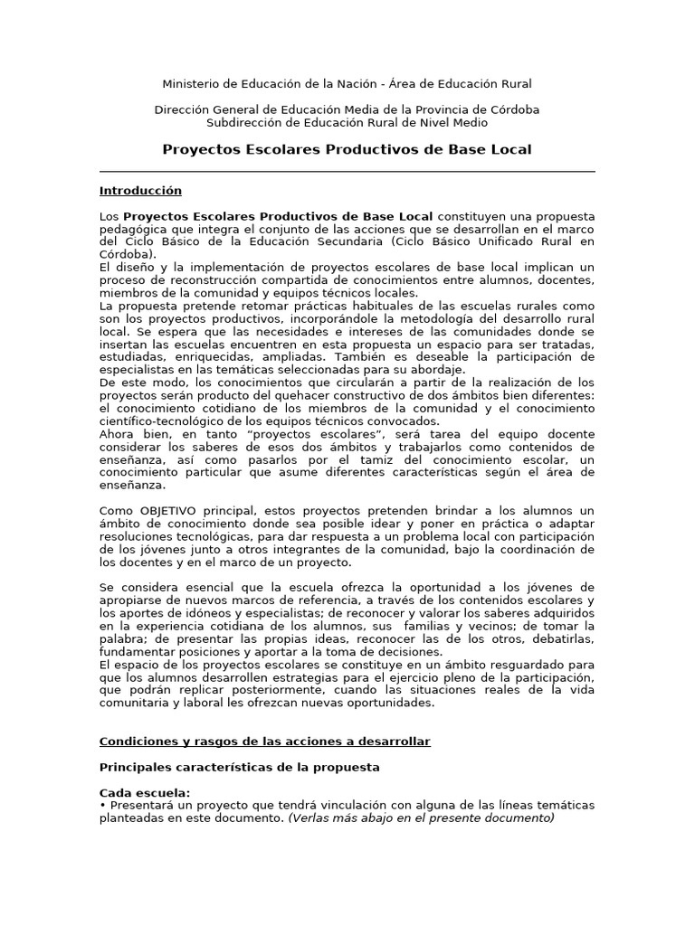 Instructivo Proy - Product. Bse Lcal | PDF | Enseñando | Diseño