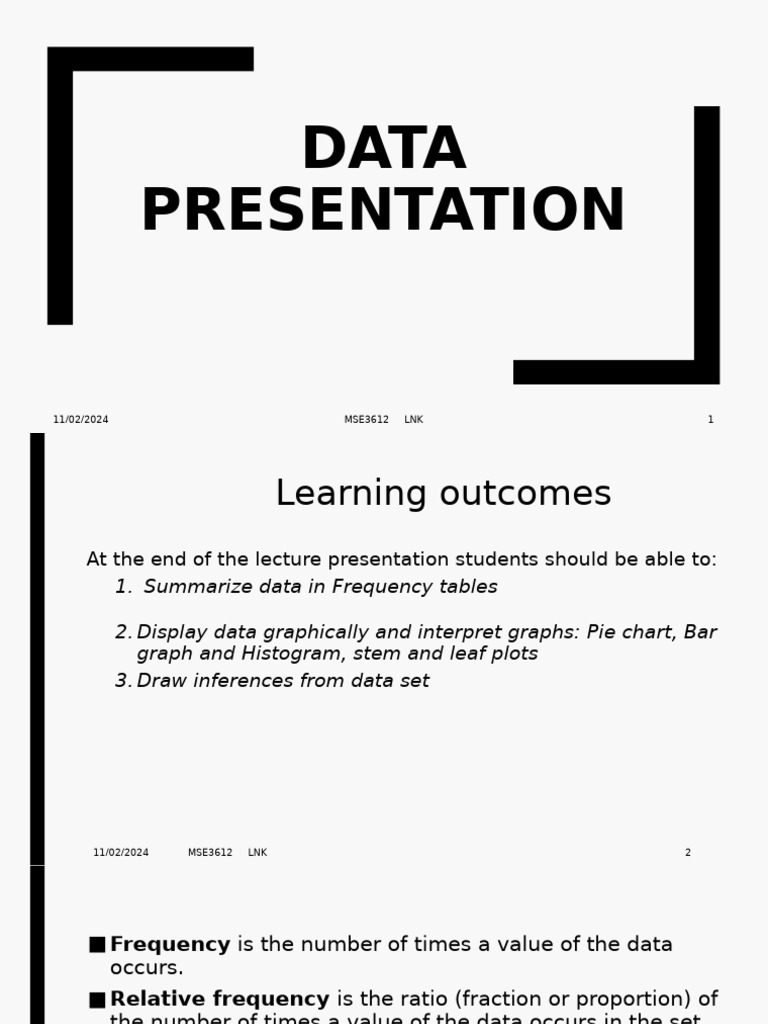 Lesson 6 Descriptive Statistics - Data Representation | PDF | Teaching Methods & Materials