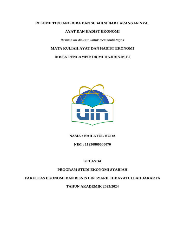 RESUME Ayat Dan Hadist Tentang Riba | PDF