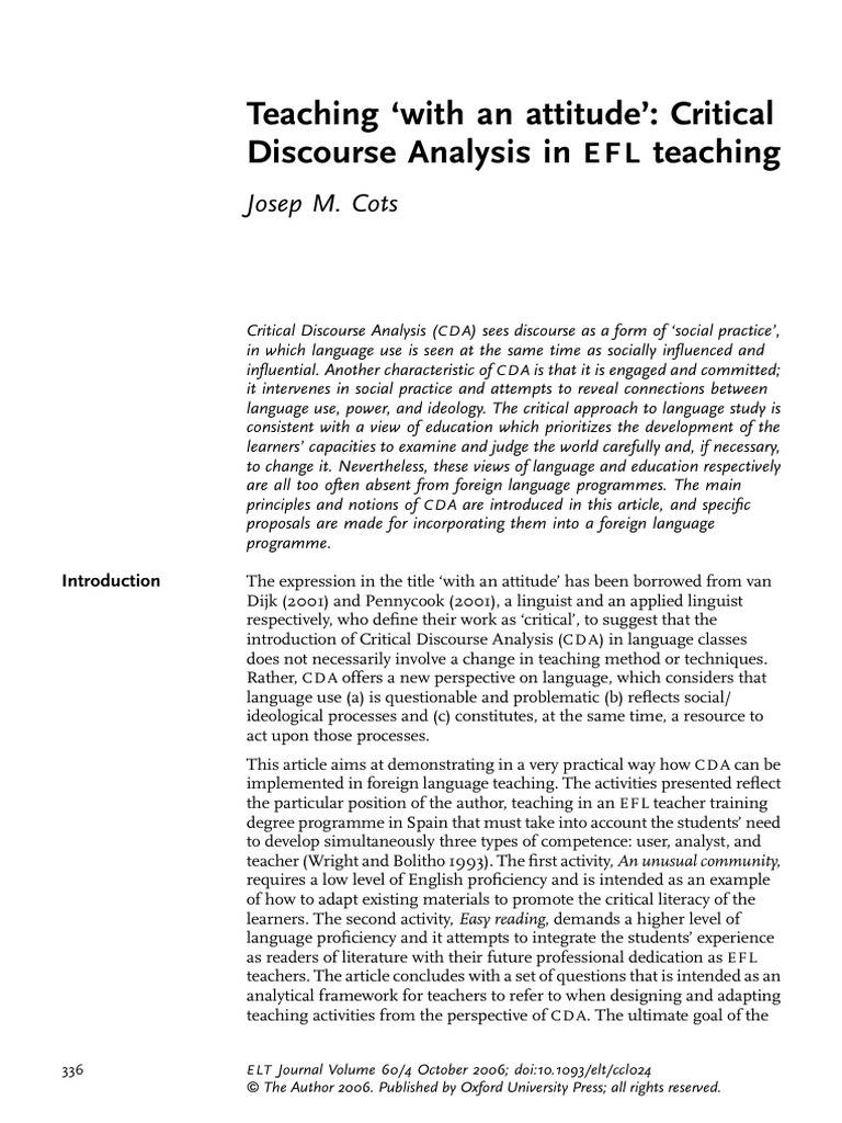 W8.2 - Teaching With An Attitude - Critical Discourse Analysis in EFL ...