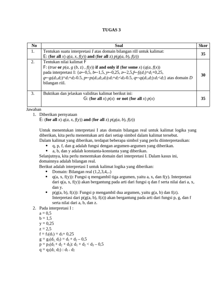 Format Naskah Tugas 3 MK Logika Informatika | PDF