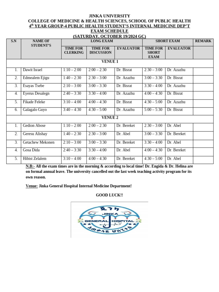 JKU IM DEPT 2016 EC, C2 G4 PUBLIC HEALTH 4th Year Students EXAM | PDF ...