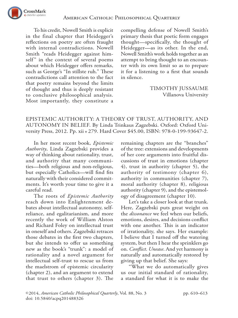 Epistemic Authority A Theory of Trust Au | PDF | Rationality | Epistemology