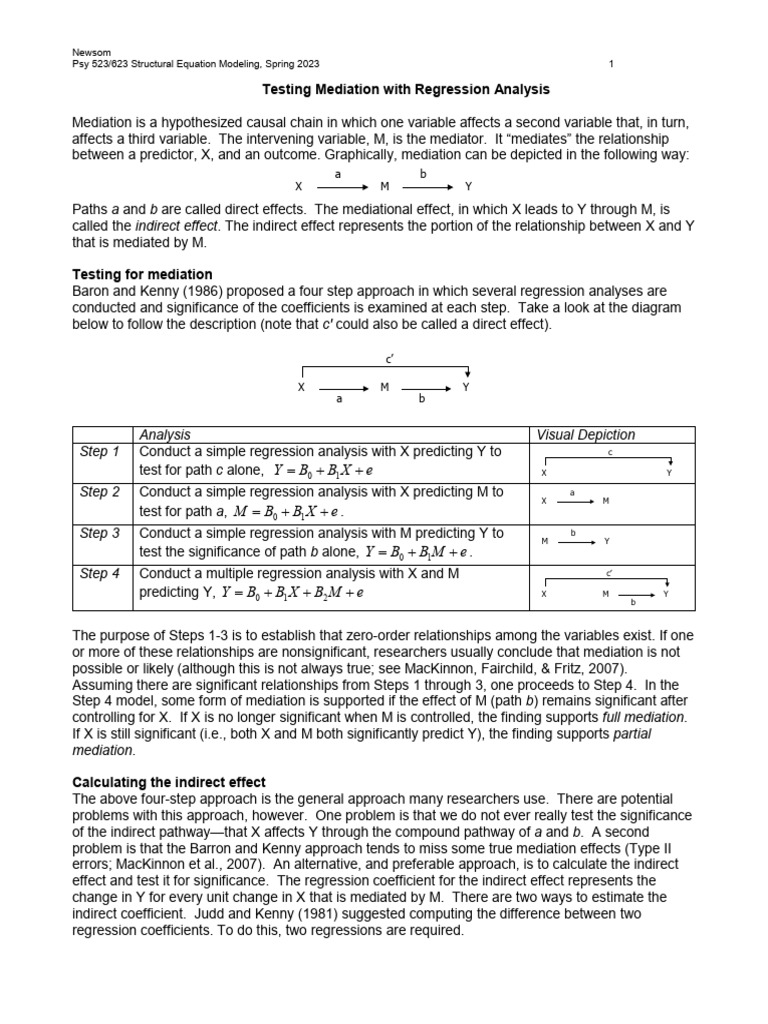 Mediation Analysis in Regression Models | PDF | Bootstrapping (Statistics) | Resampling (Statistics)