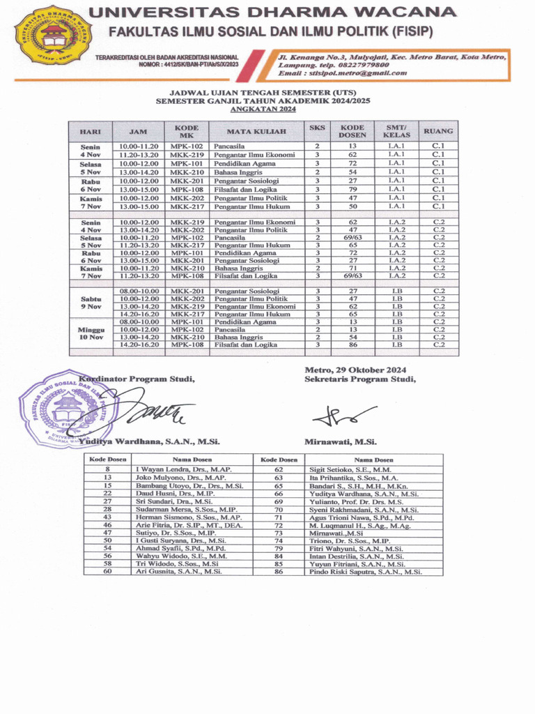 Jadwal Uts | PDF