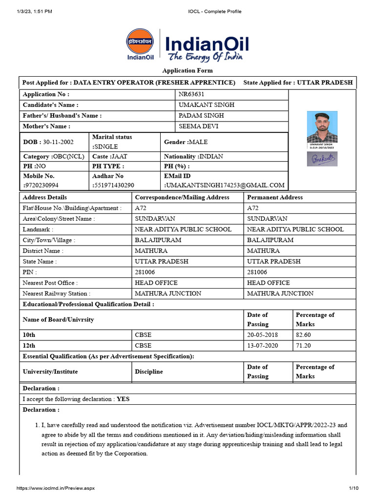 IOCL - Complete Profile | PDF | Apprenticeship | Vocational Education