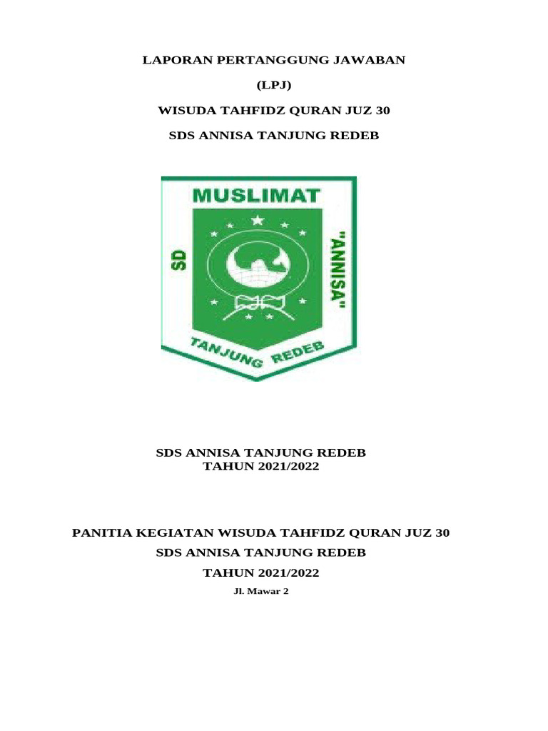 Laporan Wisuda Tahfidz Juz 30 SDS Annisa | PDF