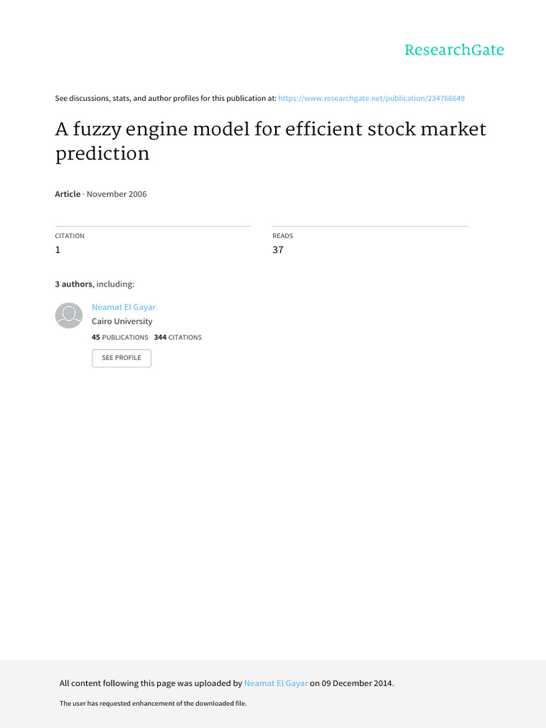 A Fuzzy Engine Model For Efficient Stock Market Prediction | PDF ...