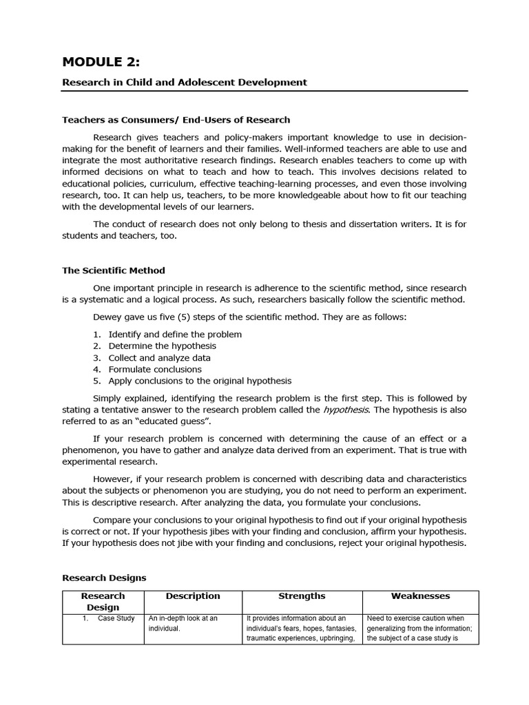 FTC 1 MODULE 2 Research in Child and Adolescent Development | PDF ...