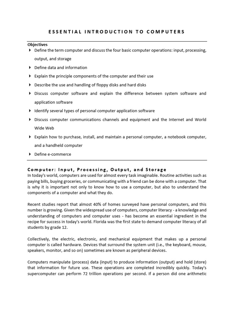 Computers Part1 | PDF | Printer (Computing) | Input/Output