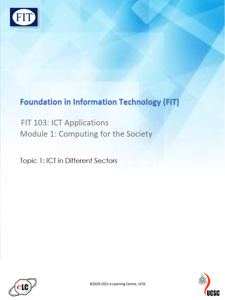 FIT Module 1 Topic 1 - Student Manual | PDF | Customer Relationship Management | Virtual Reality