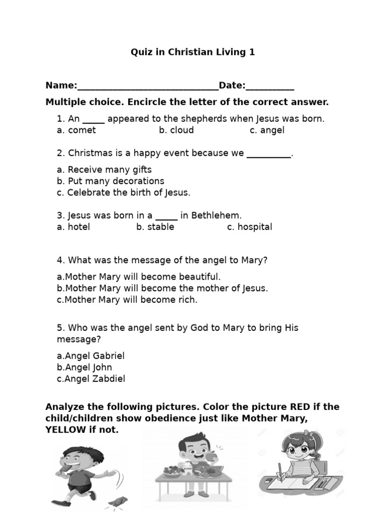 Quiz in Christian Living 1 | PDF