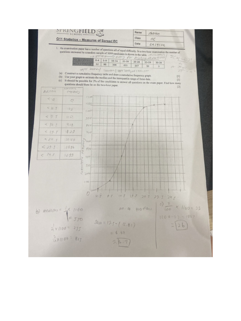 Practice - Statistics Grade 11 AS Level | PDF