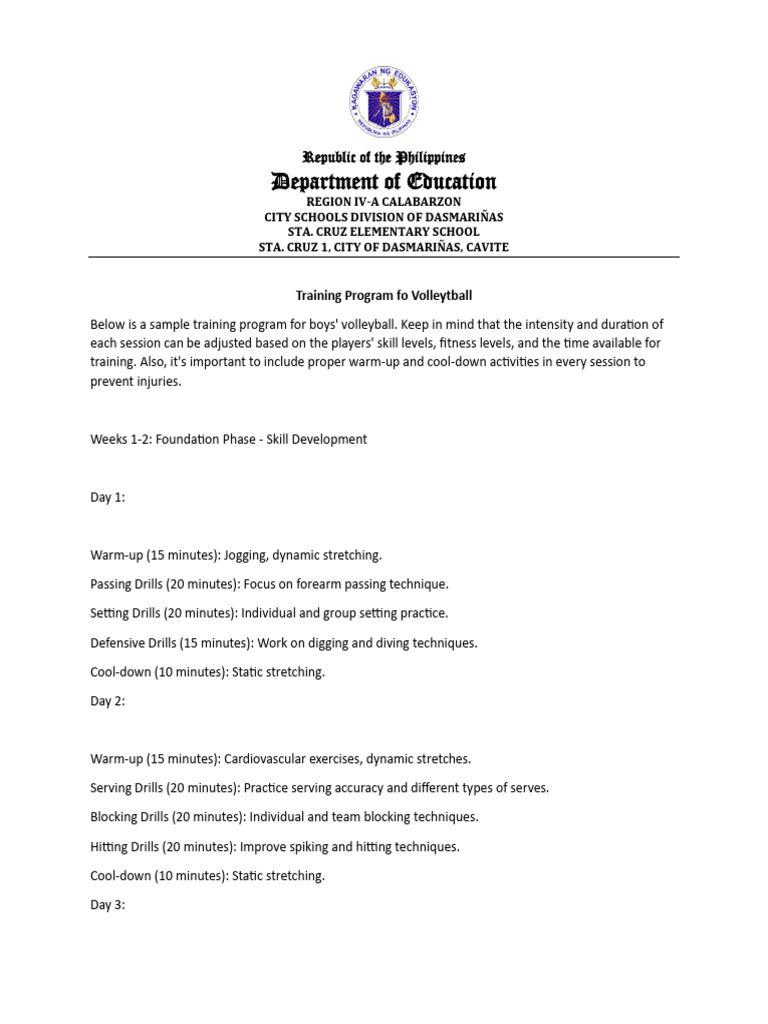 Training Program Volleyball | PDF | Strength Training | Volleyball