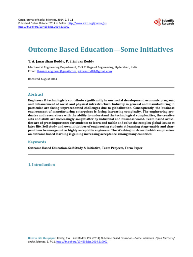 Outcome Based Education Initiatives | PDF | Machines | Learning