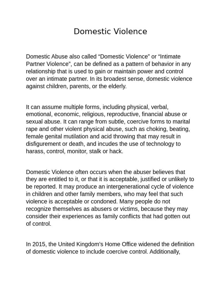 Domestic Violence | PDF | Wellness