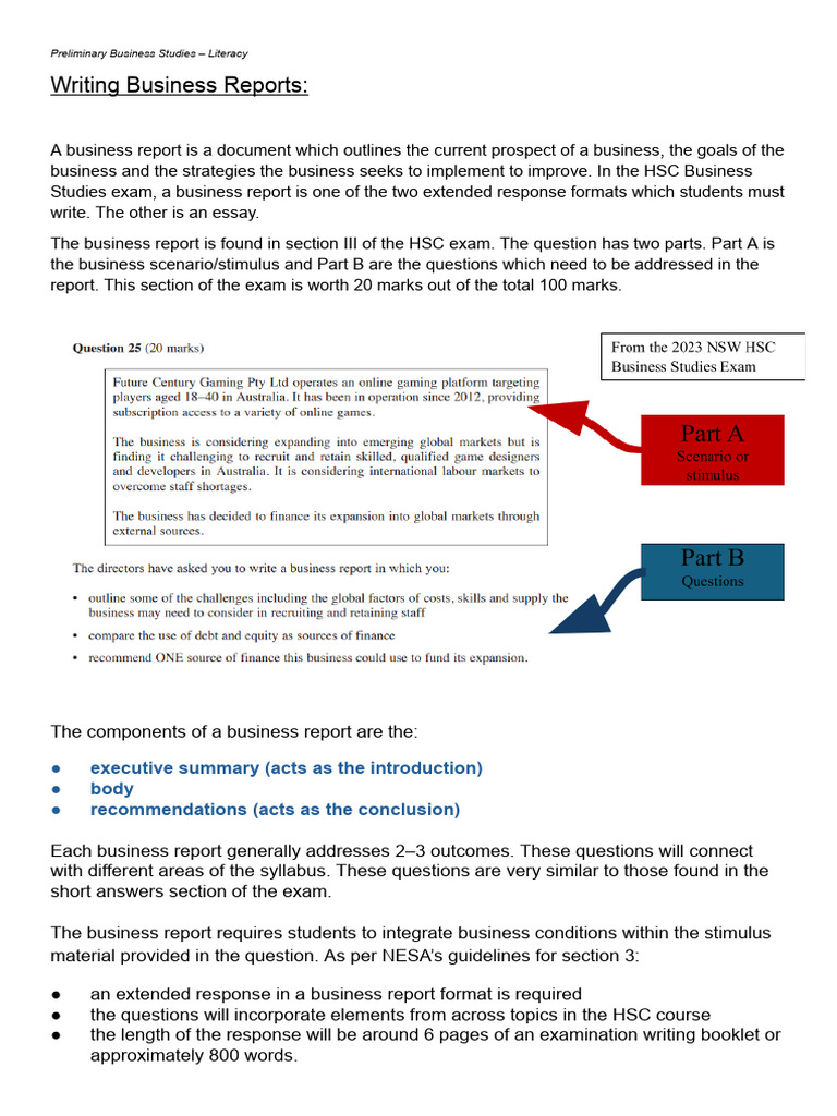 HSC Business Report Writing Guide | PDF | Human Resources