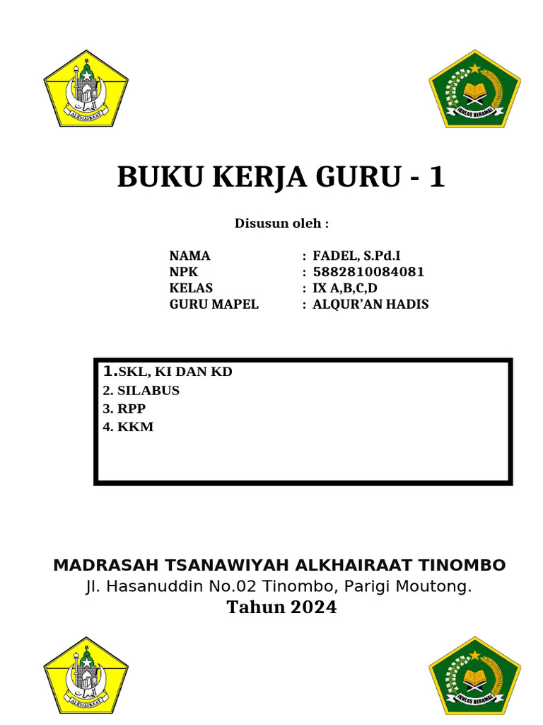 Cover Buku Kerja Guru 1 2 3 4 | PDF