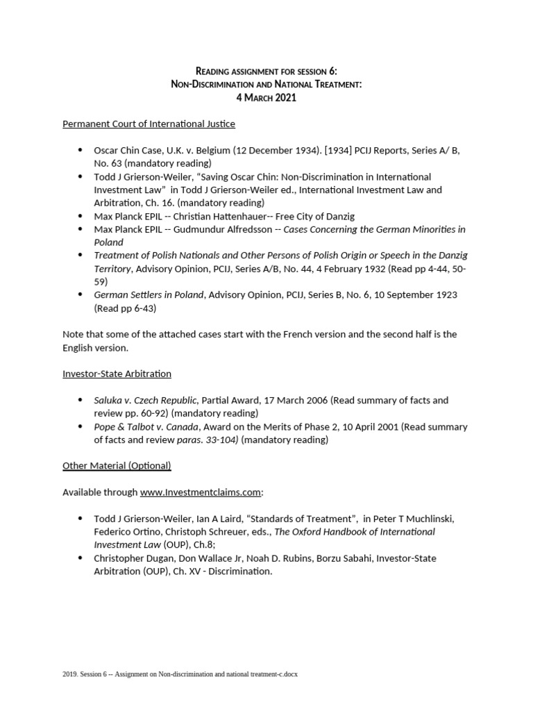 2021.session 6 - Assignment On Non-Discrimination and National ...