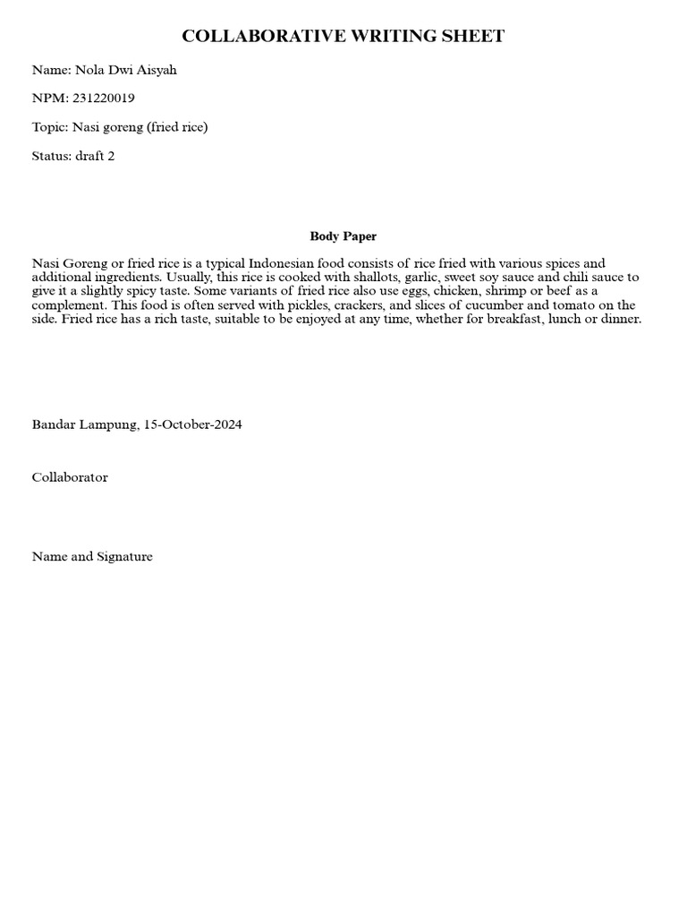 Collaborative Report Text - Nola | PDF