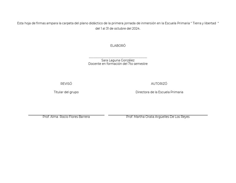 Hoja de Firmas Primaria | PDF
