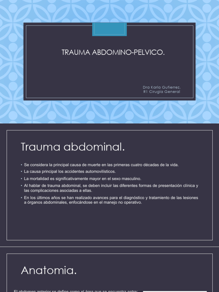 Trauma Abdomino-Pélvico: Diagnóstico y Manejo | PDF | Abdomen | Pelvis
