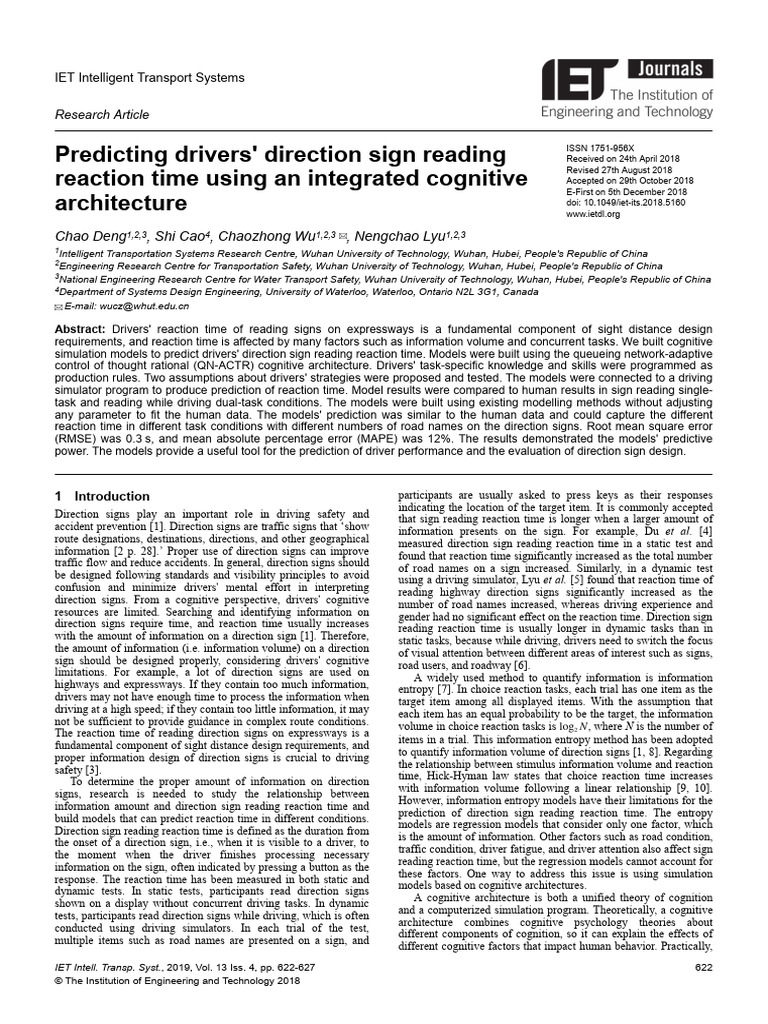 Deng Et Al. - 2019 - Predicting Drivers' Direction Sign Reading Reaction Time Using An ...