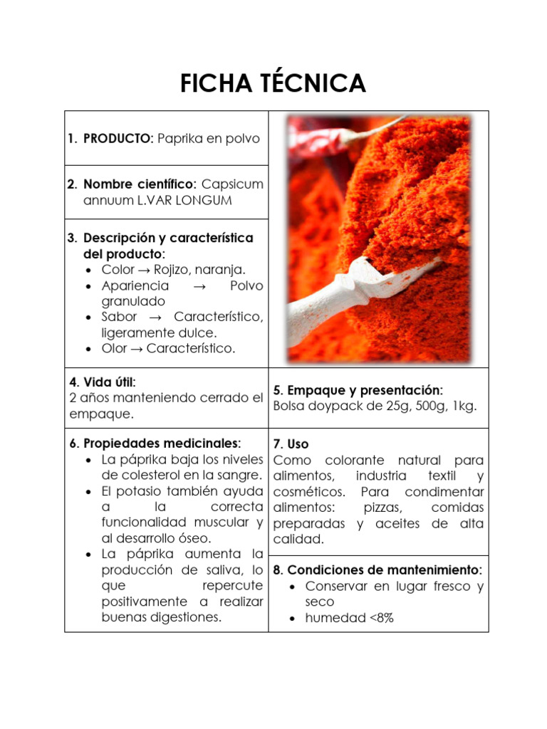 Propiedades y Usos de la Paprika | PDF