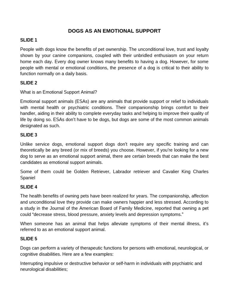 Dogs As An Emotional Support | PDF | Dogs | Mental Health