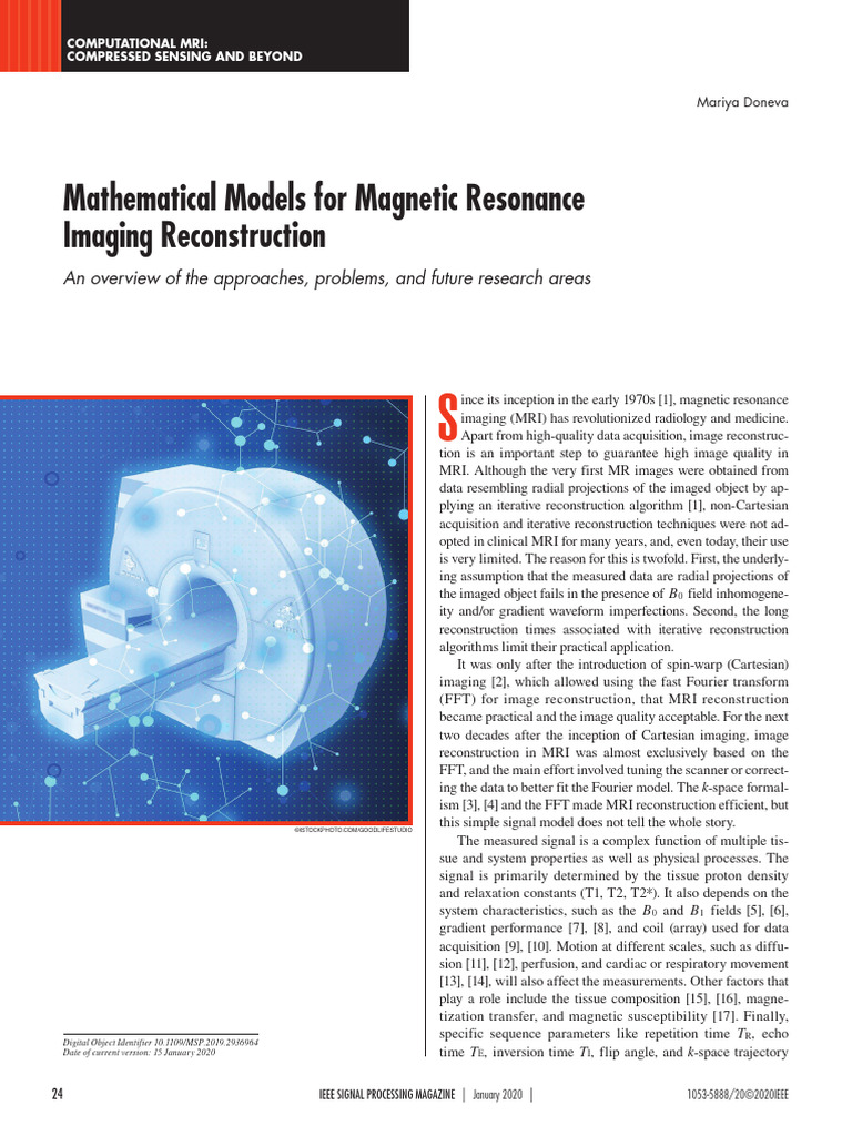 Doneva - 2020 - Mathematical Models For Magnetic Resonance Imaging Reconstruction An Overview of ...