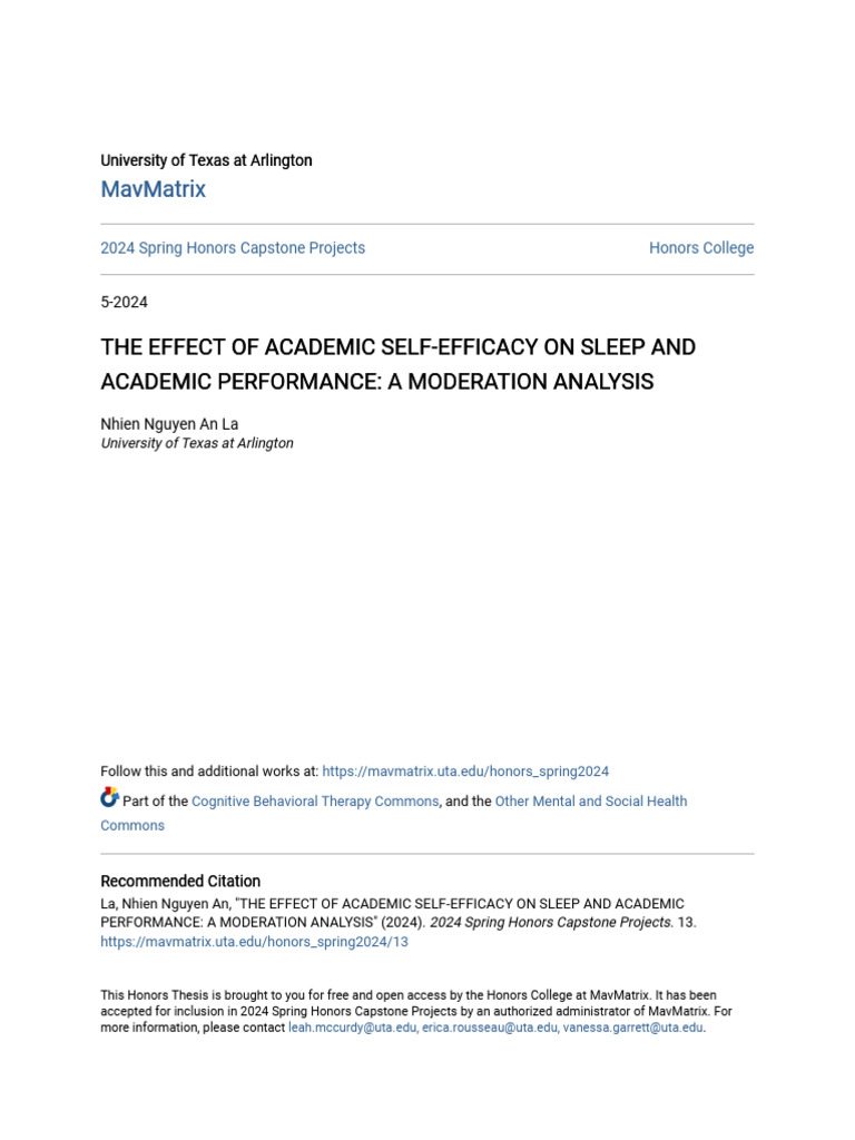 The Effect of Academic Self-Efficacy On Sleep and Academic Perfor | PDF ...