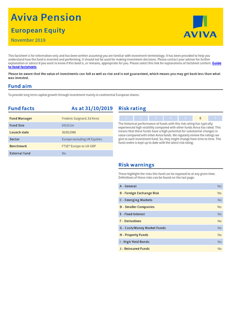 Aviva Pension European Equity (NU) | PDF | Investing | Risk