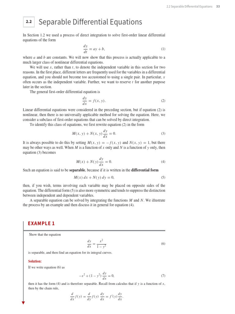 2 2 Seperable And Homogeneous Equations Pdf Equations