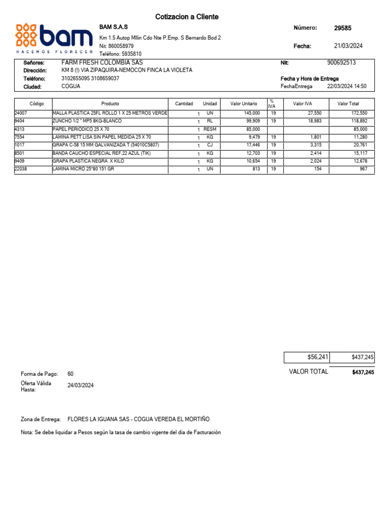 Cotizacion Farm Fresh - Pdf.crdownload | PDF