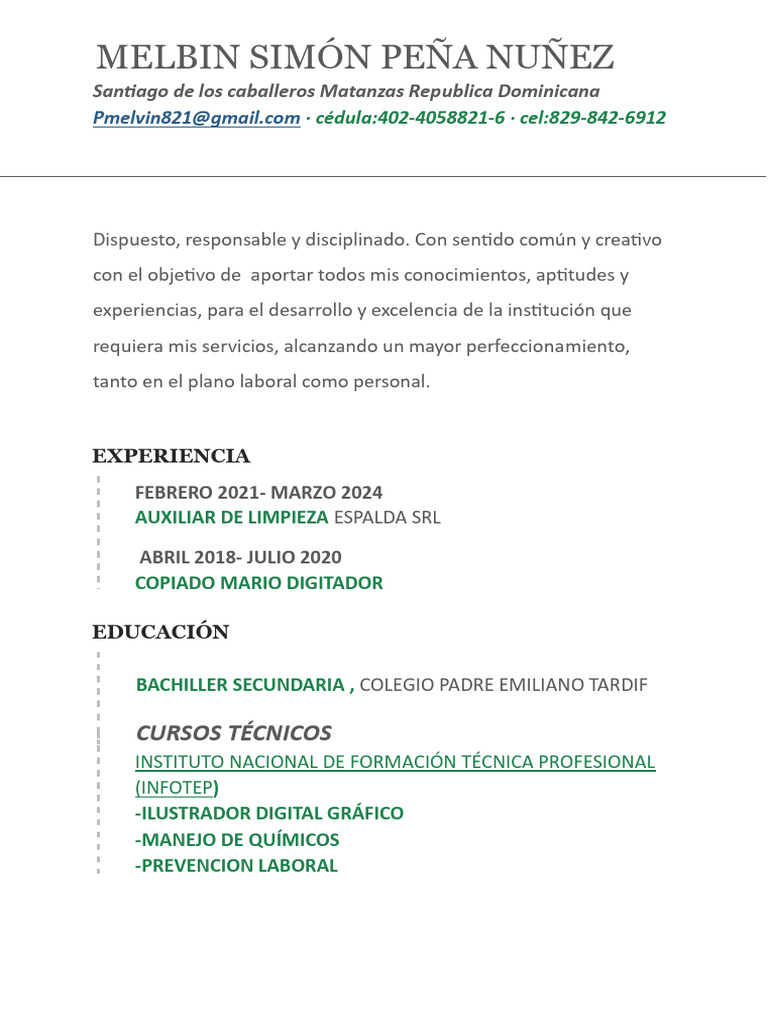 Currículum Melbin Final | PDF