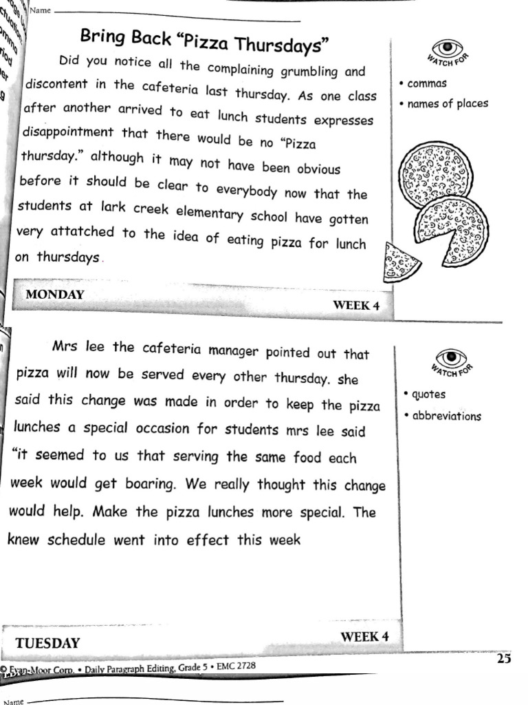 Daily Paragraph Editing Level 5 Week 4.pdf 3 | PDF