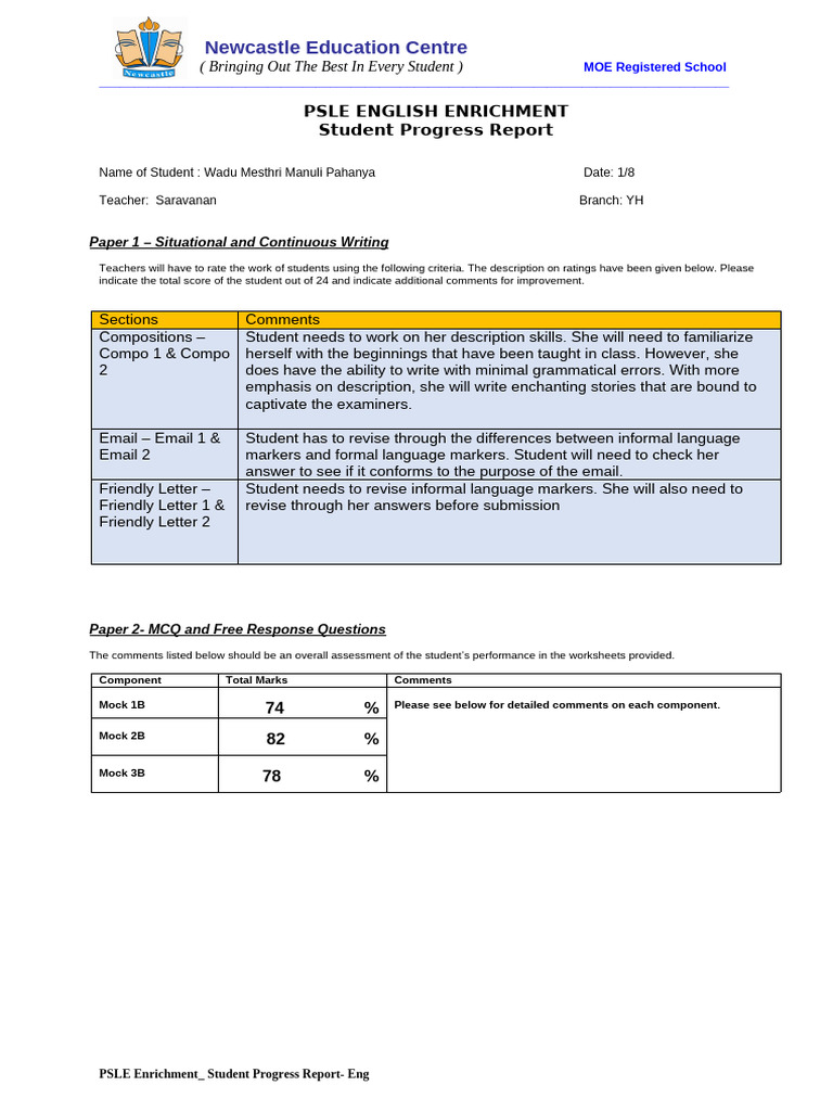 2024 PSLE Enrichment_ Wadu YH - Eng | PDF | Reading Comprehension ...