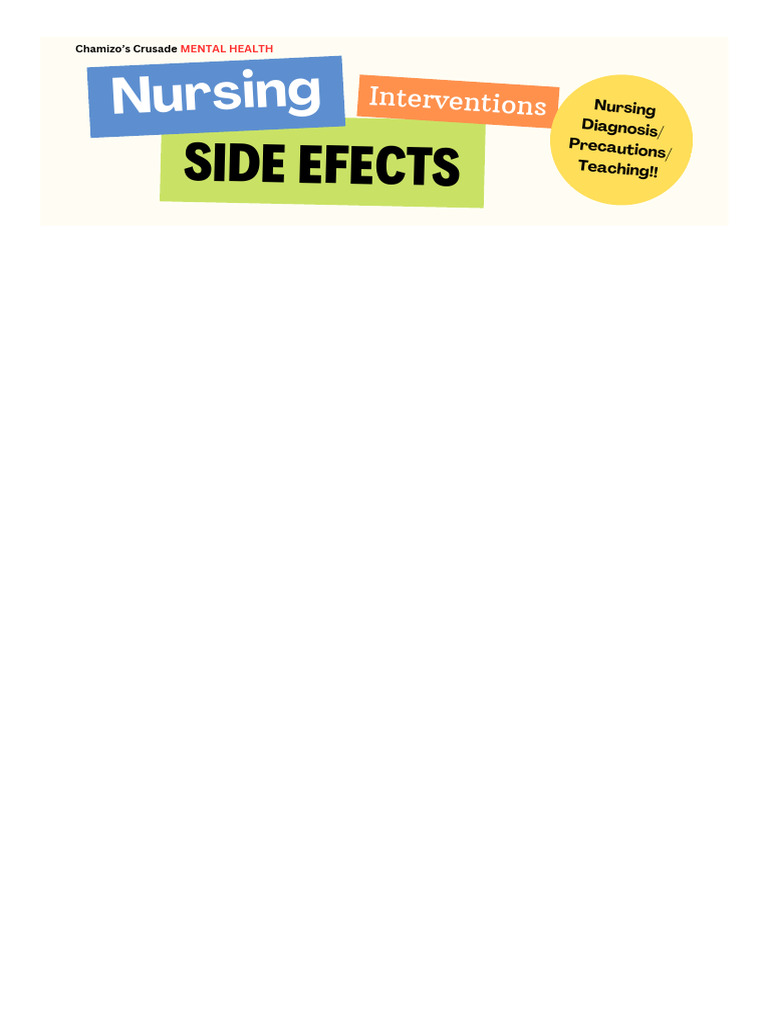Selected Side Effects | PDF | Drugs | Drugs Acting On The Nervous System