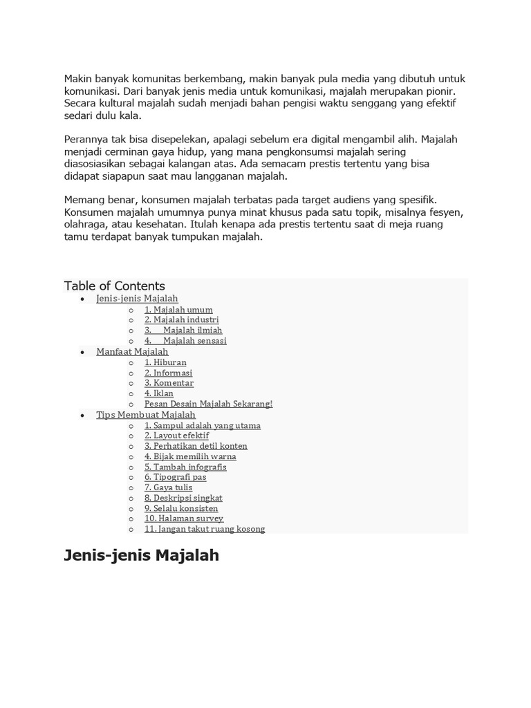 Peran dan Jenis Majalah | PDF | Ilmu Sosial | Gaya Hidup