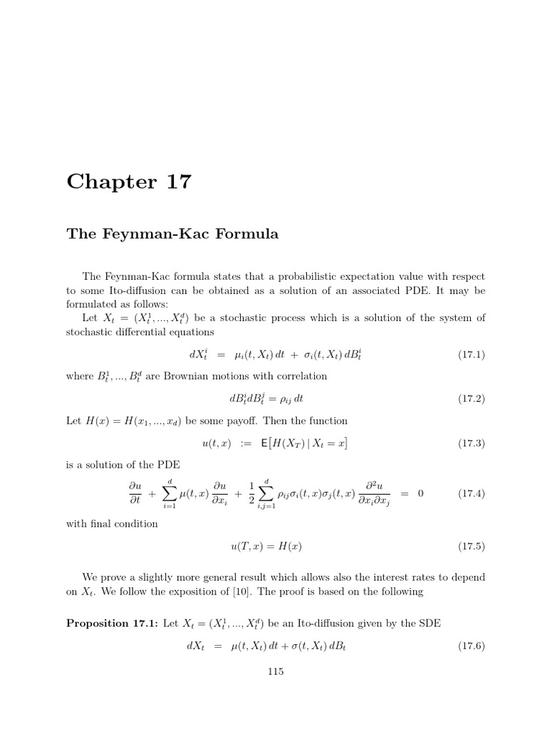 Feynman Kac Formula | PDF | Equations | Differential Equations