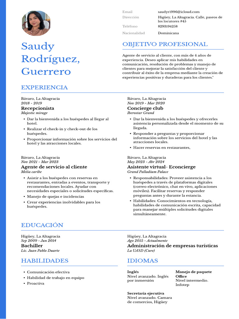 currículum-Saudy Rodríguez | PDF | Hotel | Informática