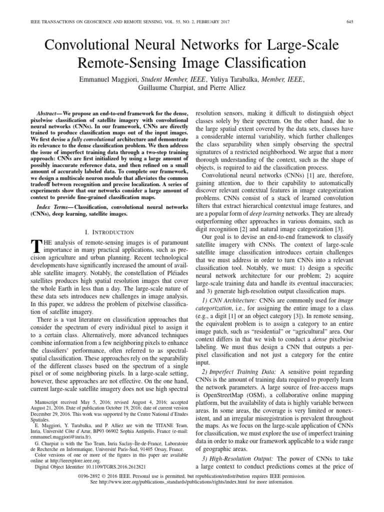 Convolutional Neural Networks For Large Scale Remote Sensing Image