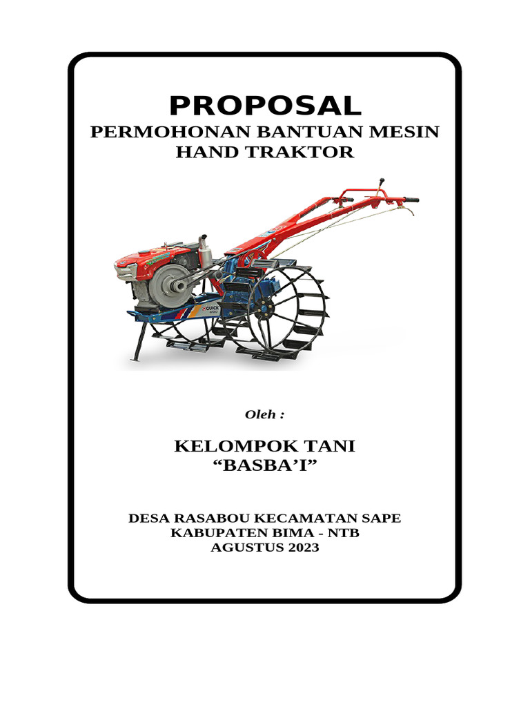 Proposal Hand Traktor Basba'i Desa Rasabou | PDF