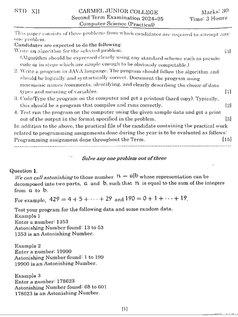 Computer Practical Exam Paper (CJC) 2024 | PDF