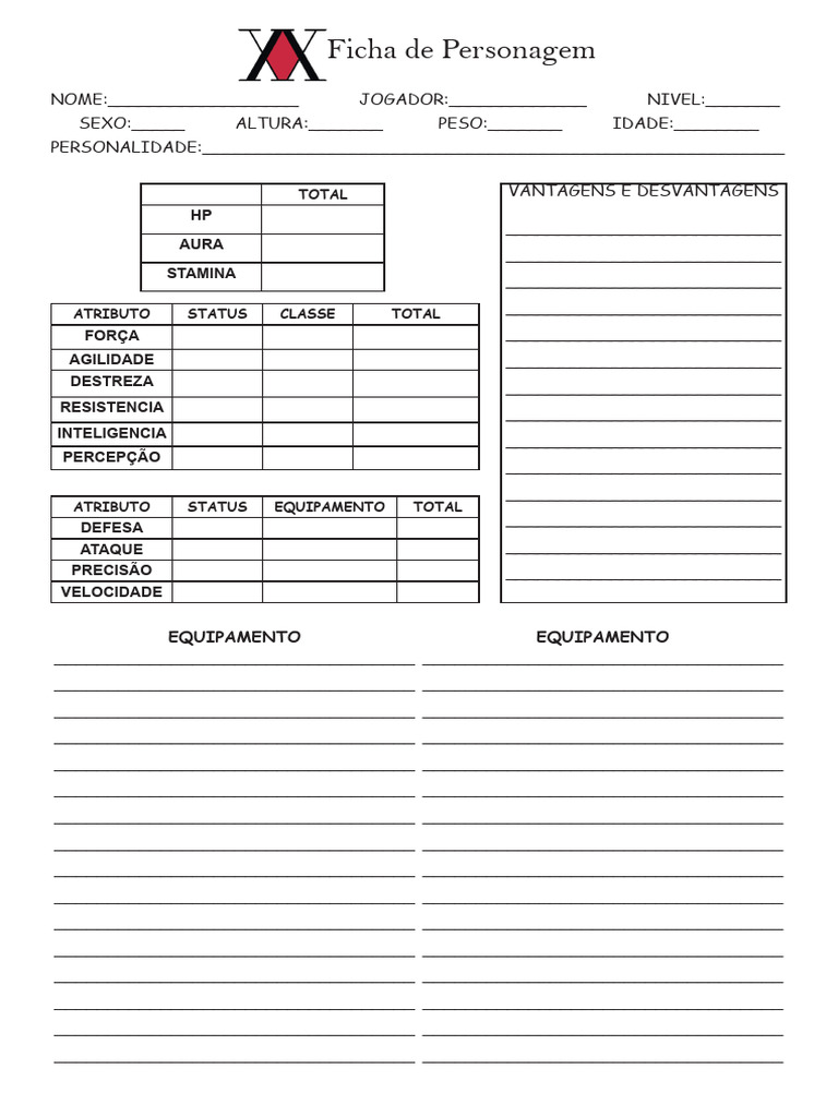 Ficha de Personagem RPG Zolfe | PDF | Finanças e Administração de Capital