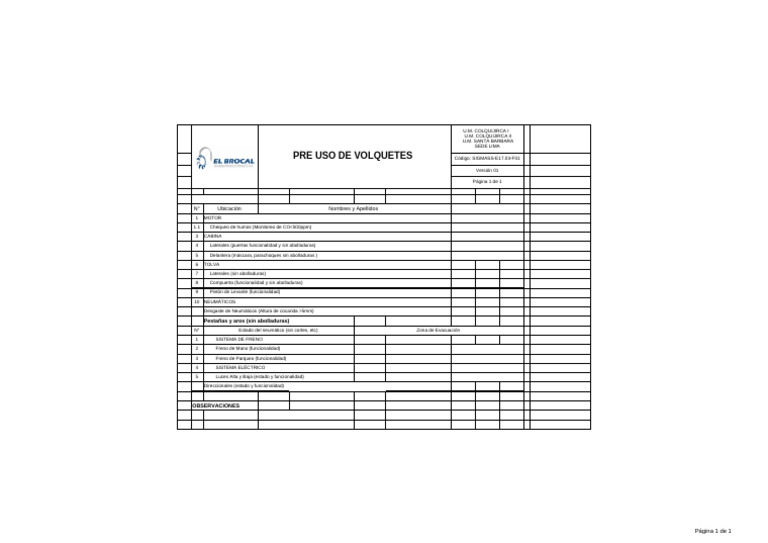 E17 03-F01 Check List Volquete | PDF
