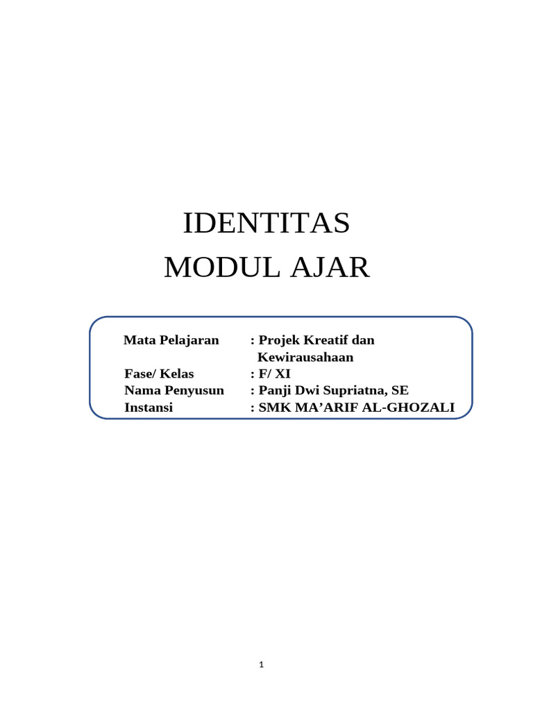 Modul Ajar PKK (Produk Kreatif Kewirausahaan) | PDF | Seni