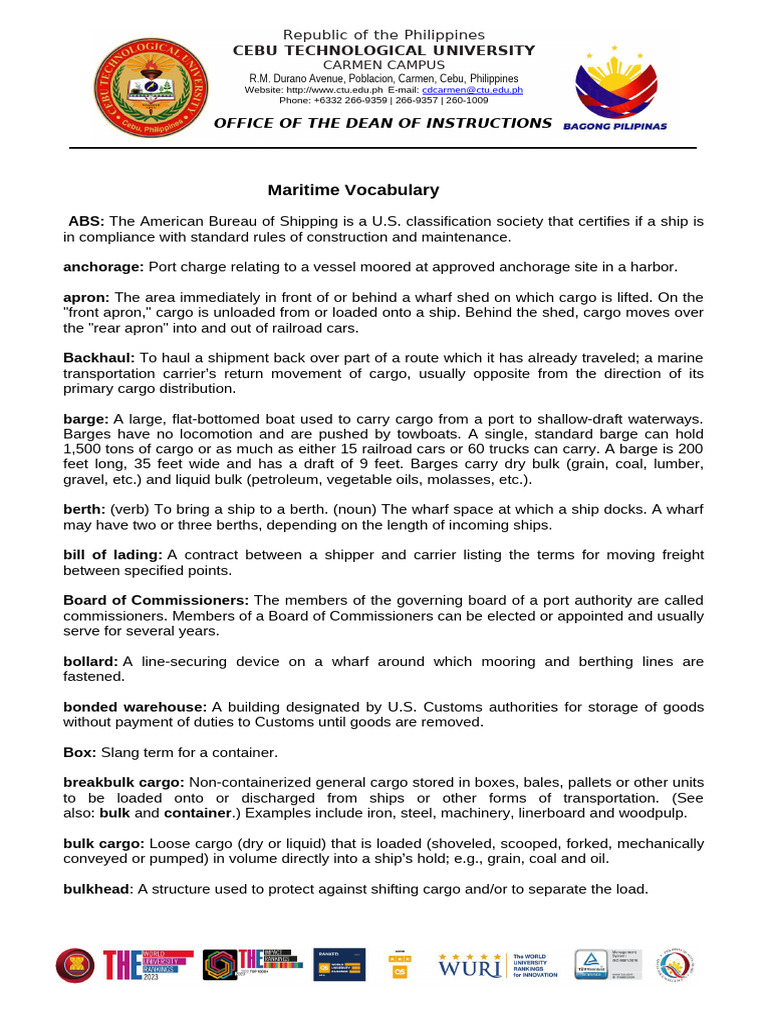 Maritime-Vocabulary | PDF | Containerization | Cargo